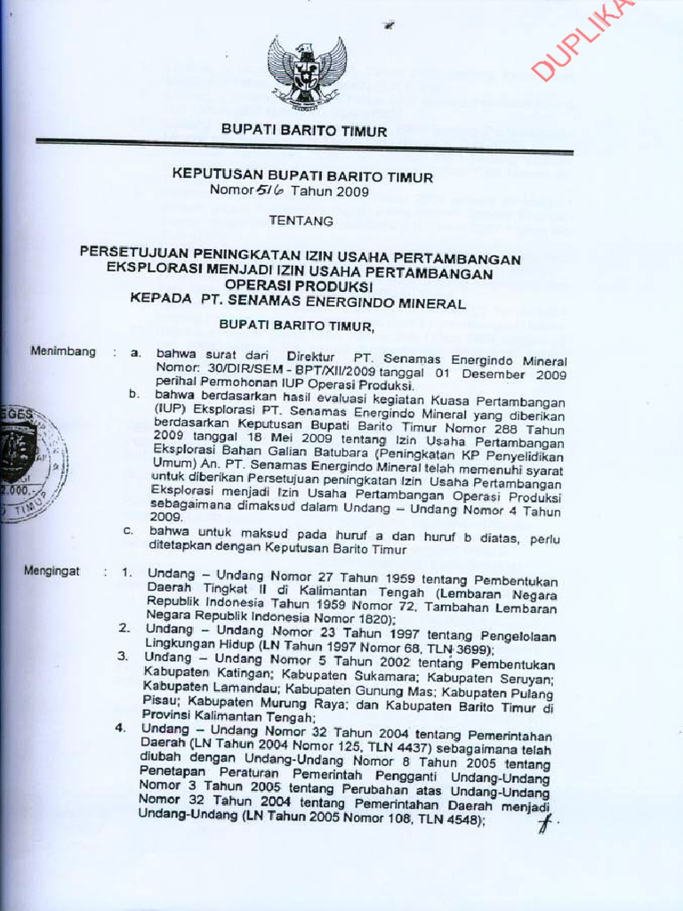 Iup Op PT Senamas Energindo Mineral | PDF