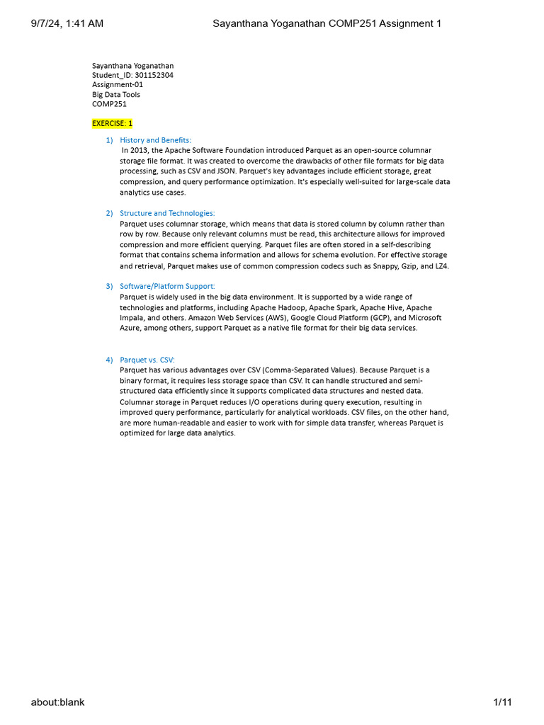 Sayanthana Yoganathan COMP251 Assignment 1 - 1 | PDF