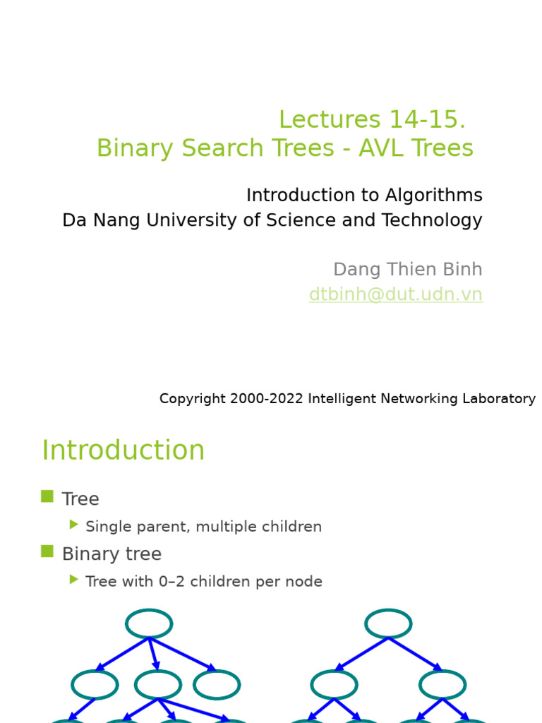 Lectures 14 15 Binary Search Trees AVL Trees | PDF