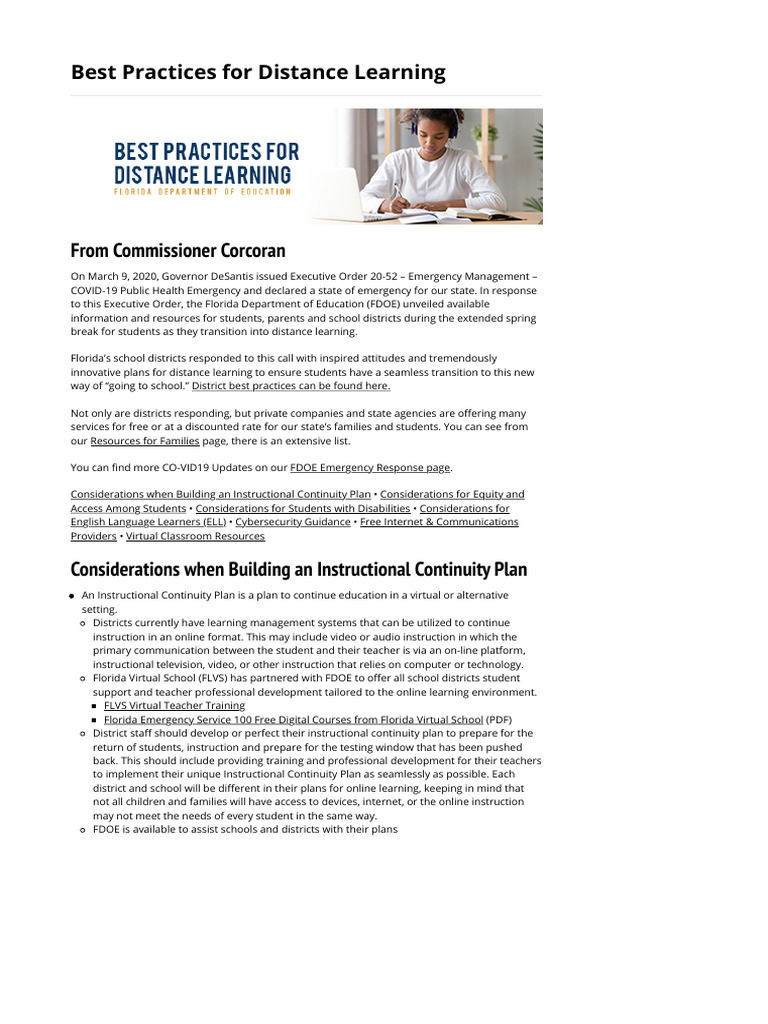 Best Practices For Distance Learning | PDF