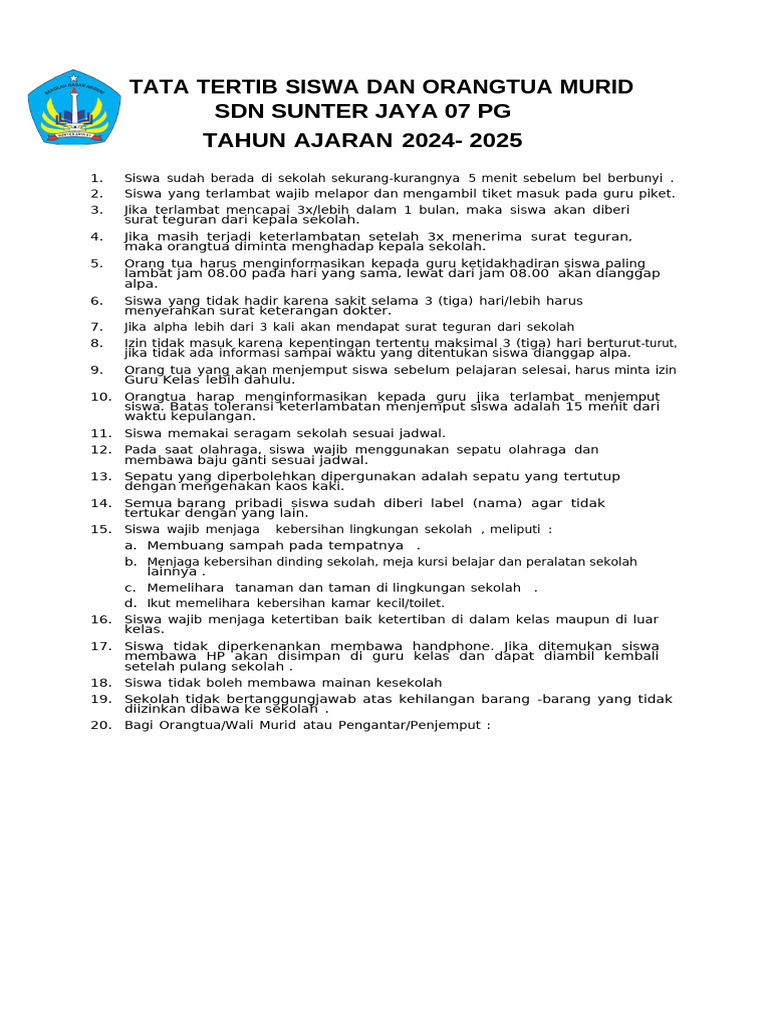 Tata Tertib Siswa Dan Otm | PDF