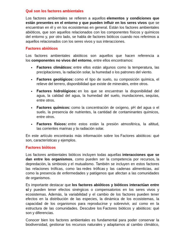 Factores Bioticos y Abioticos | PDF | Entorno natural | Suelo