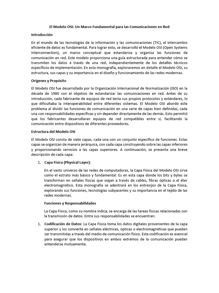 El Modelo OSI | PDF | Protocolos de internet | Informática