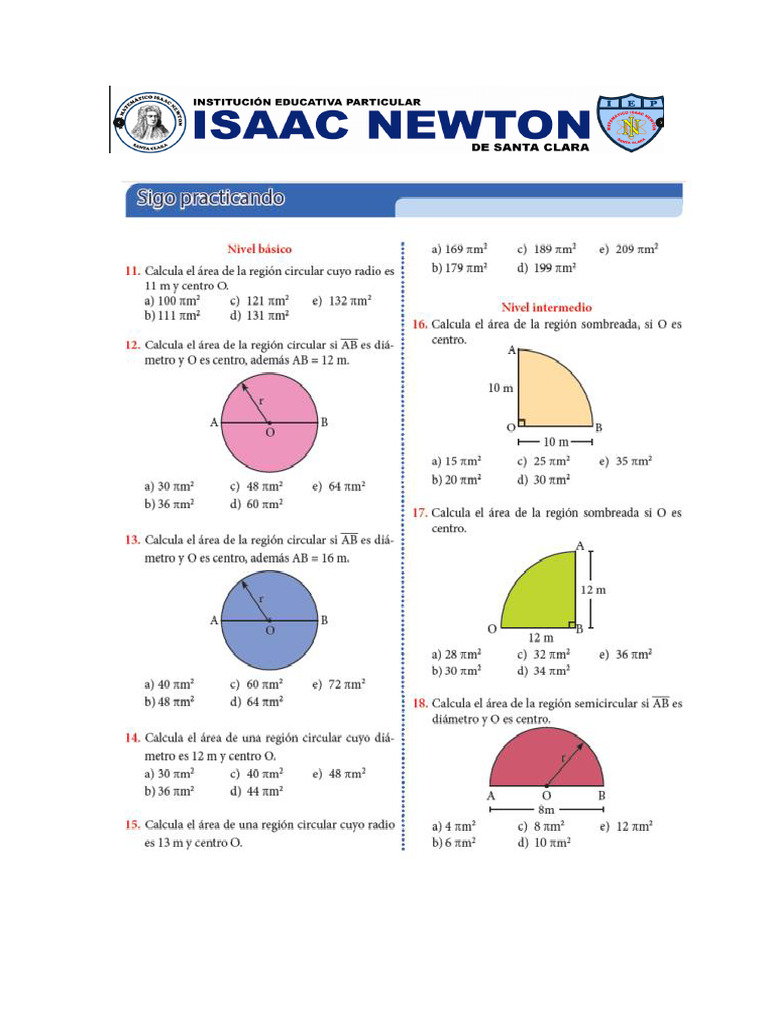 Tarea Area Del Circulo | PDF