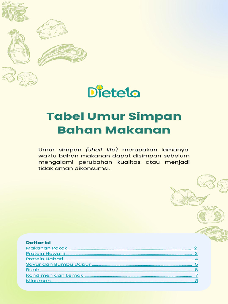 Freebies Tabel Umur Simpan Bahan Makanan | PDF