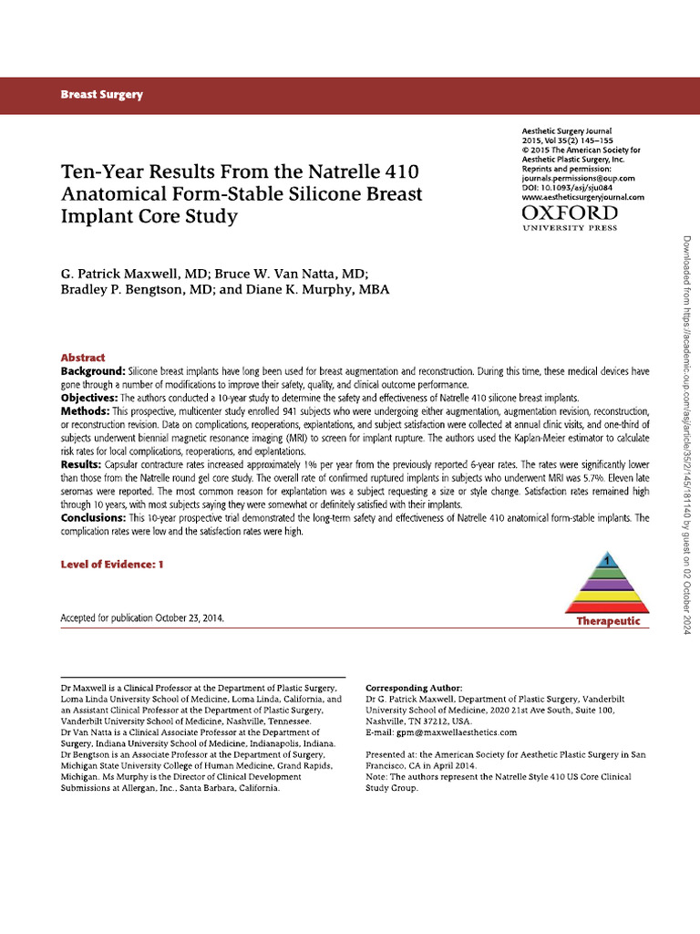 Ten-Year Results From The Natrelle | PDF