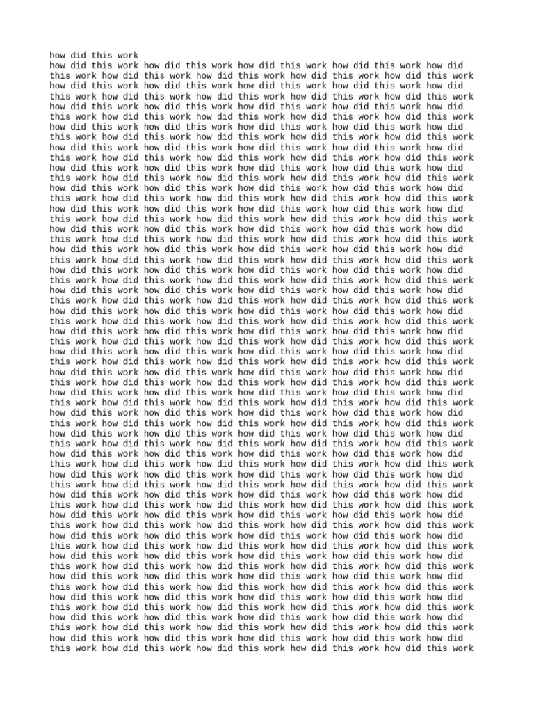 How Did This Work | PDF