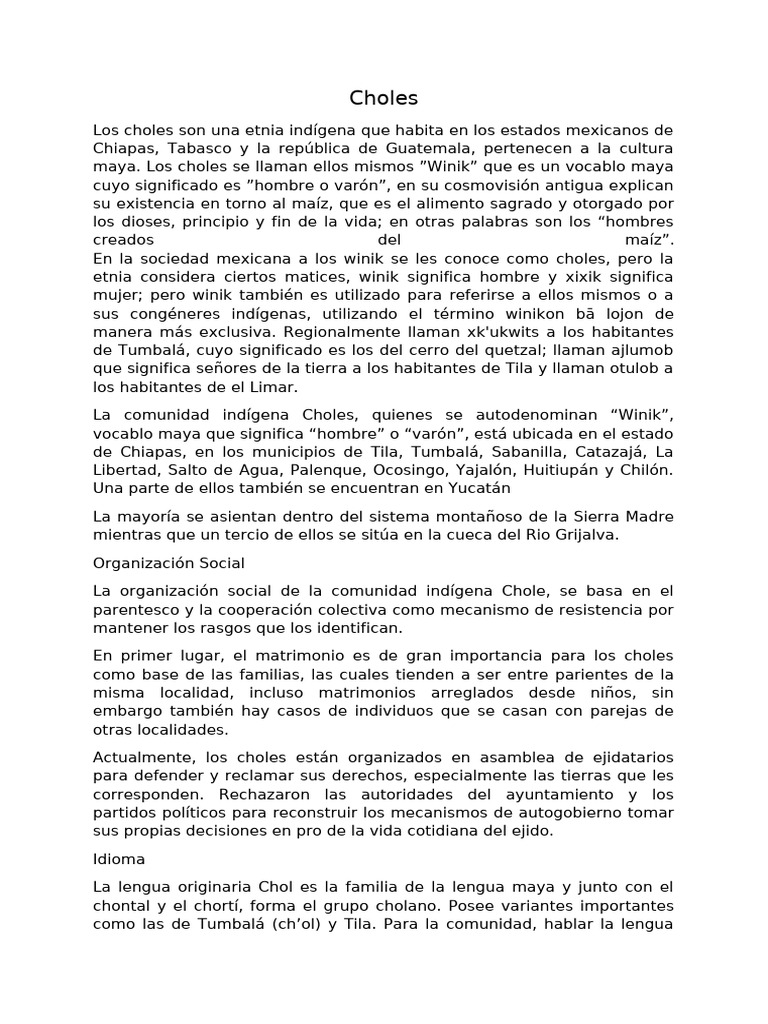 Los Choles | PDF | Ciencias sociales | Historia
