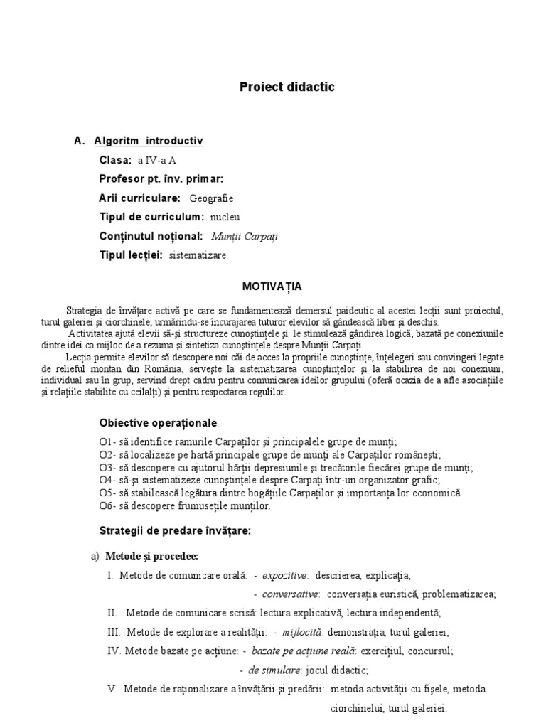 Proiect Didactic Geografie