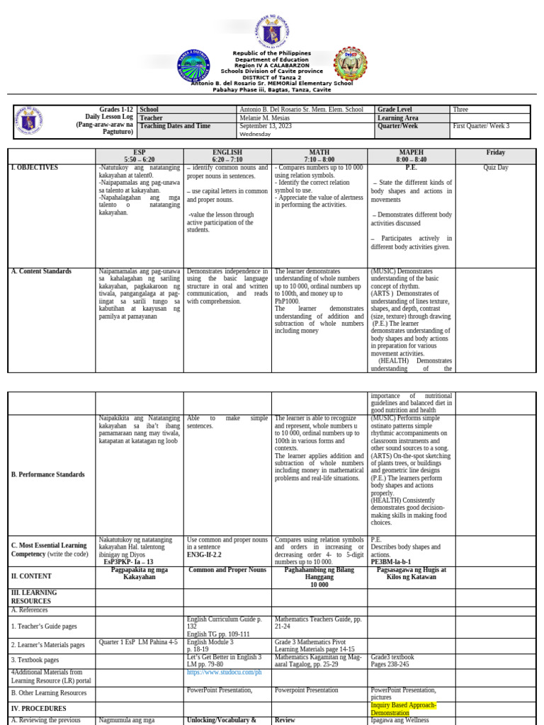 Daily-Dll-Q1w3 (Day 3-4) | PDF