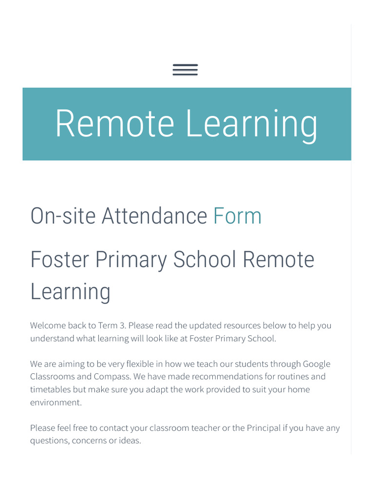 Remote Learning - Foster Primary School | PDF