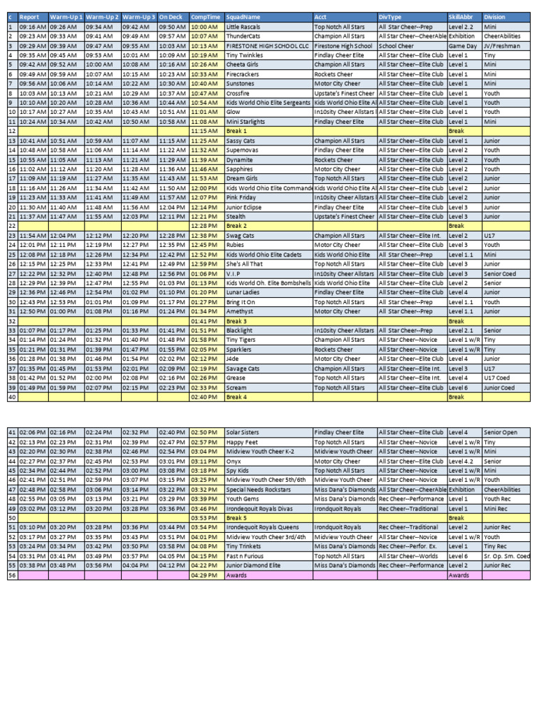 Rollar Coaster Final Schedule | PDF