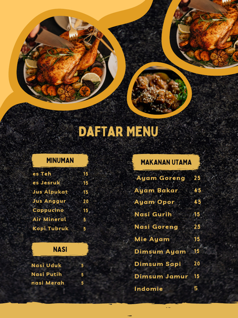 Hitam Kuning Daftar Menu Makanan | PDF