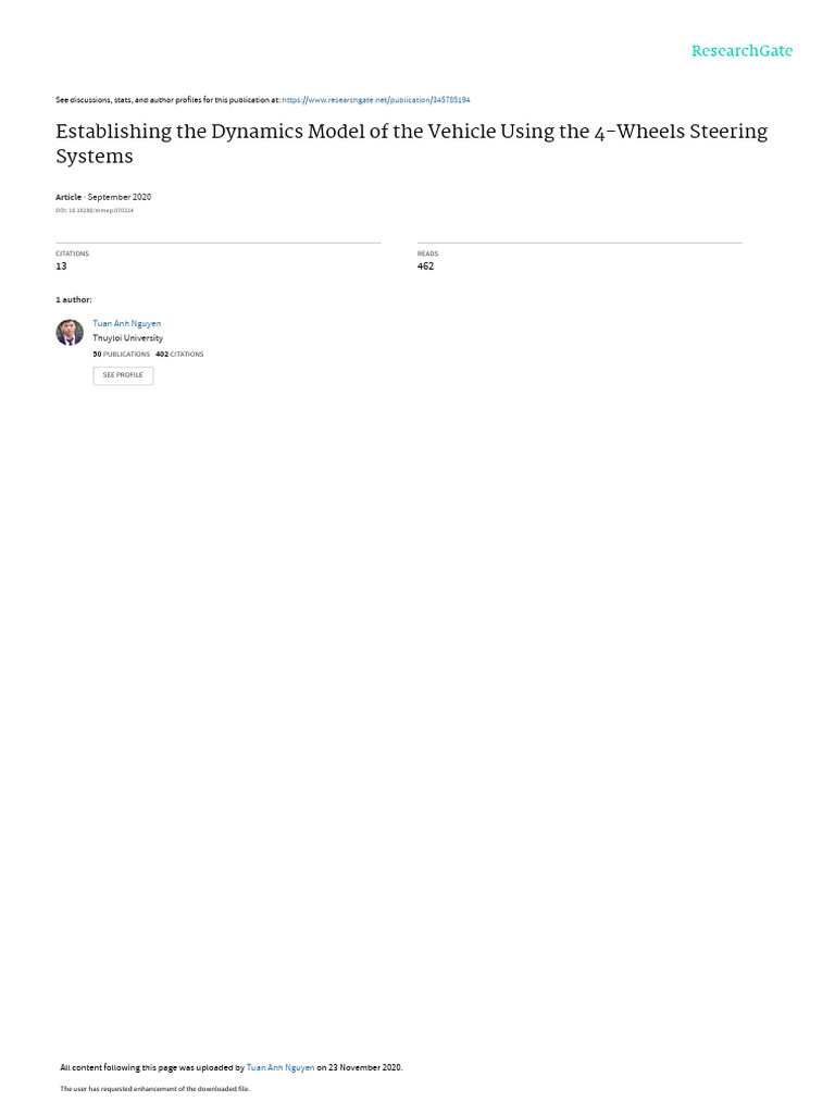Establishing The Dynamics Model of The Vehicle Usi | PDF
