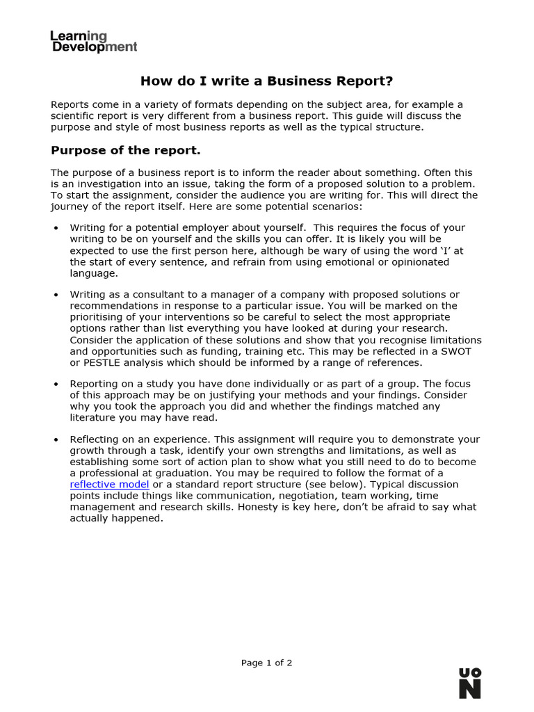 How Do I Write a Business Report Feb 2020 | PDF