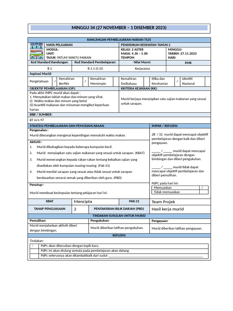 RPH Minggu 34 (27 Nov - 1 Dis 2023) | PDF