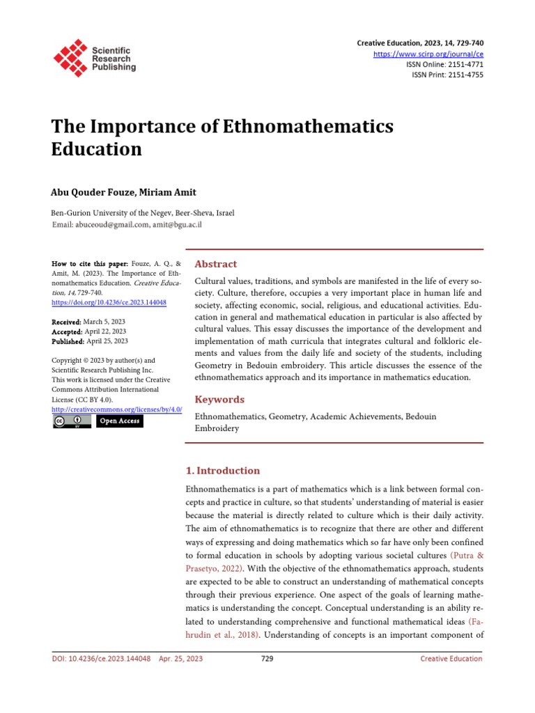 The Importance of Ethnomathematics Education | PDF