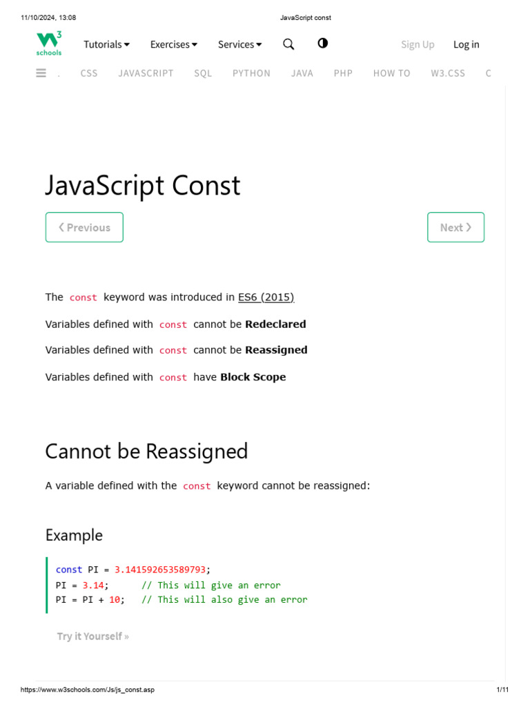 JS Const | PDF