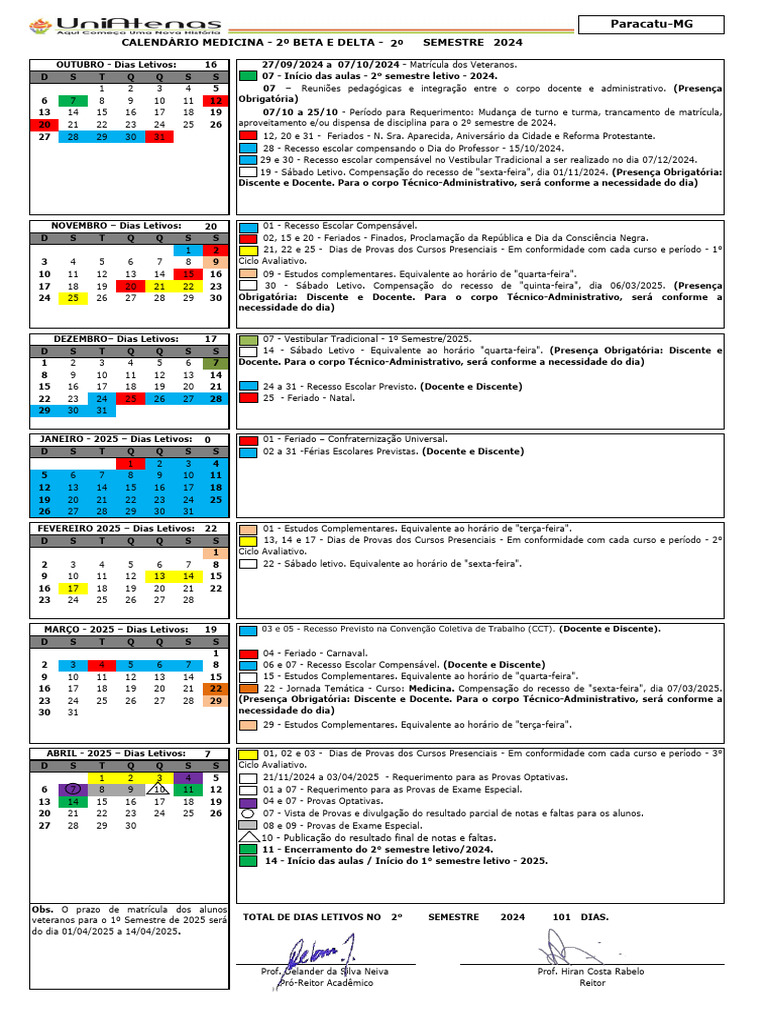 Cal. Medicina - 2° Sem. 2024 - Ptu - 2º Beta e Delta - Oficial | PDF