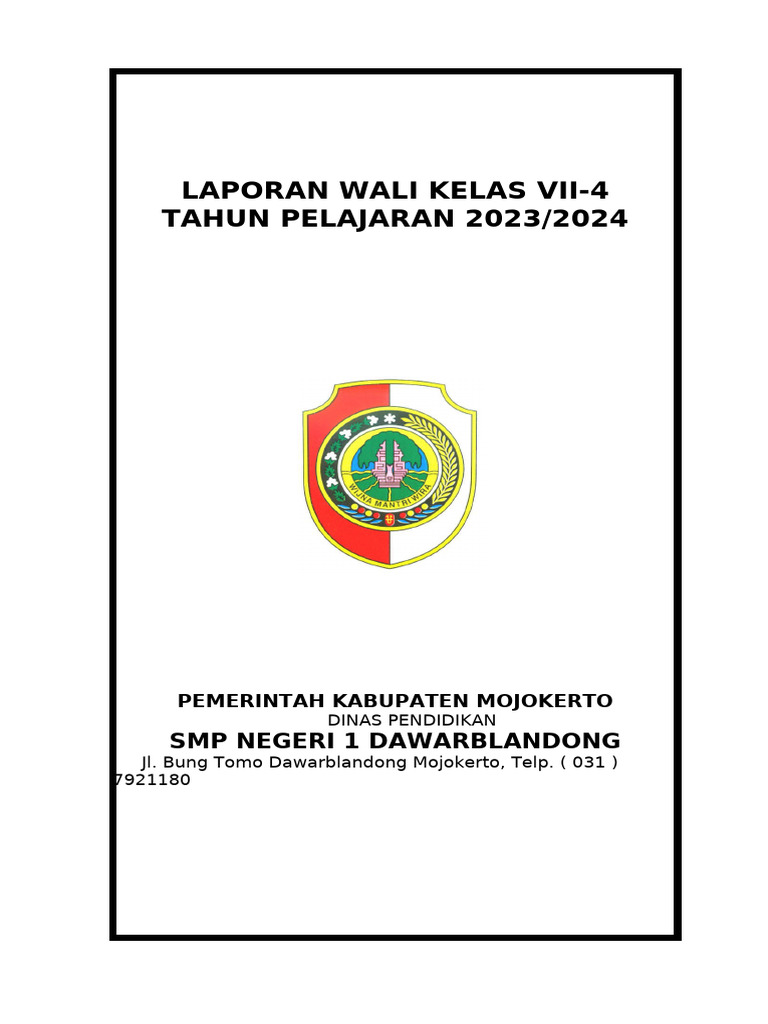 Laporan Wali Kelas 74 (Dawar 1) | PDF