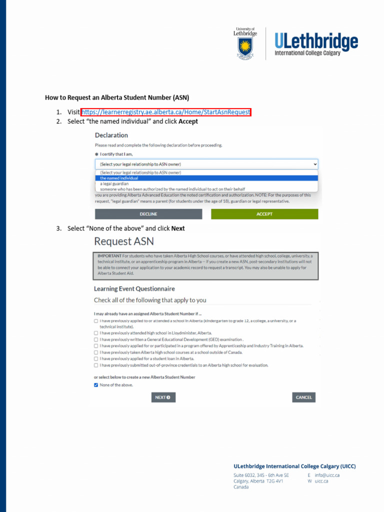 How To Request An Alberta Student Number | PDF