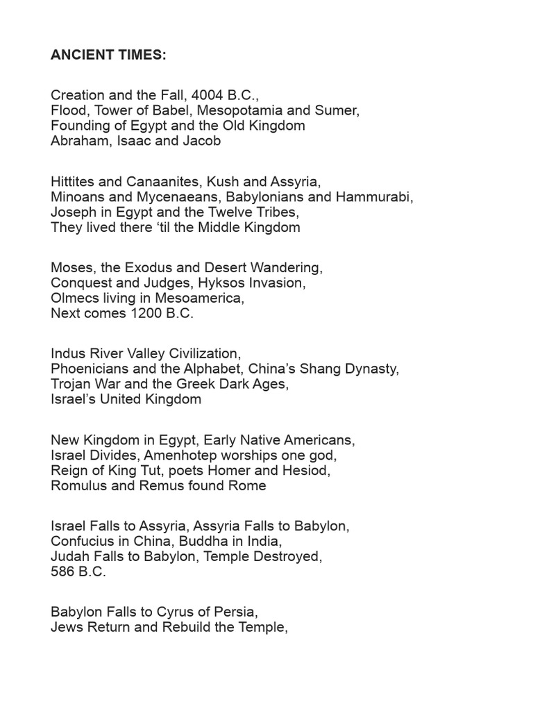 Classical Conversations Timeline Song | PDF