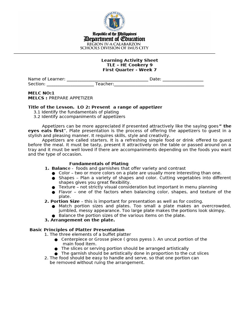 Tle G9 Q1 W7 Las | PDF