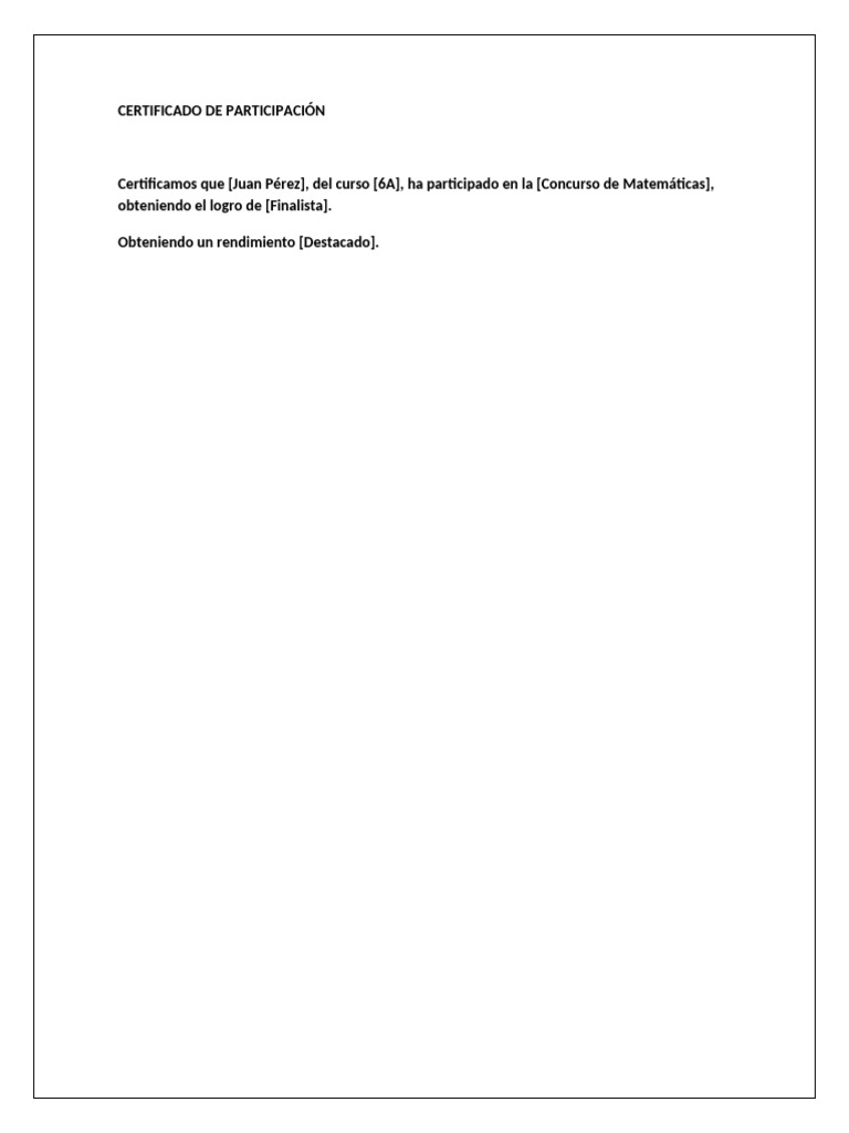 Certificado de Participación | PDF
