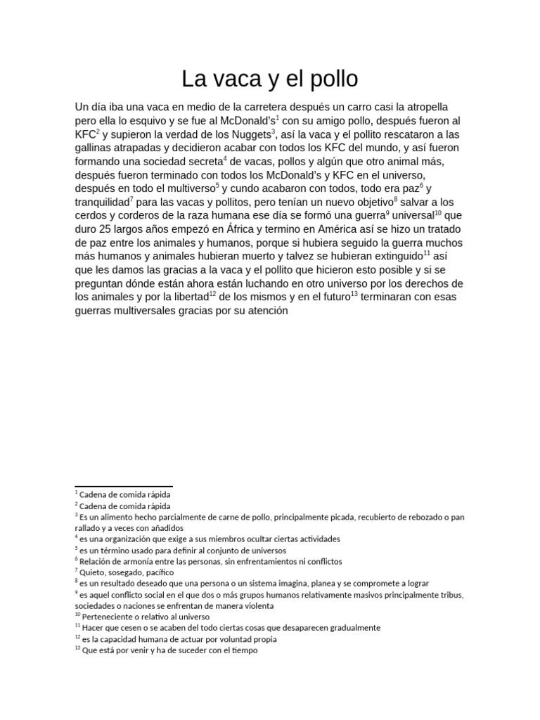 La Vaca y El Pollo | PDF