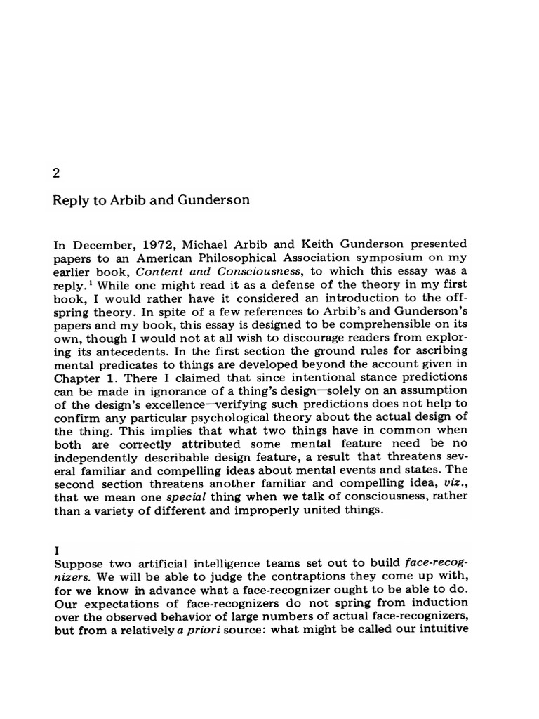 Daniel C. Dennett - Brainstorms-Chap2 | PDF