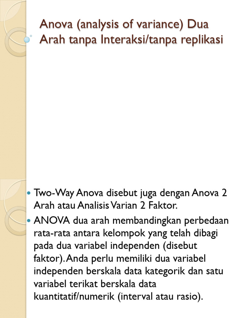 Anova Dua Arah Tanpa Replikasi | PDF