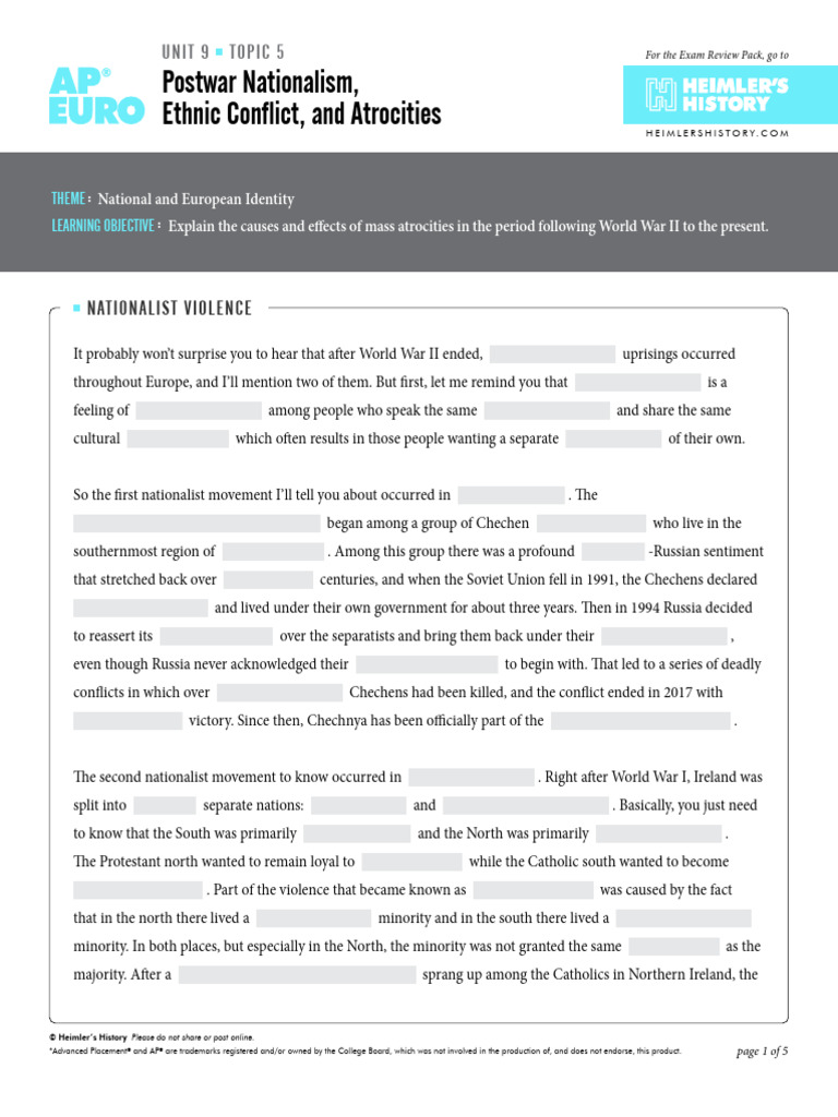 AP Euro Unit 9 Topic 5 Noteguides | PDF