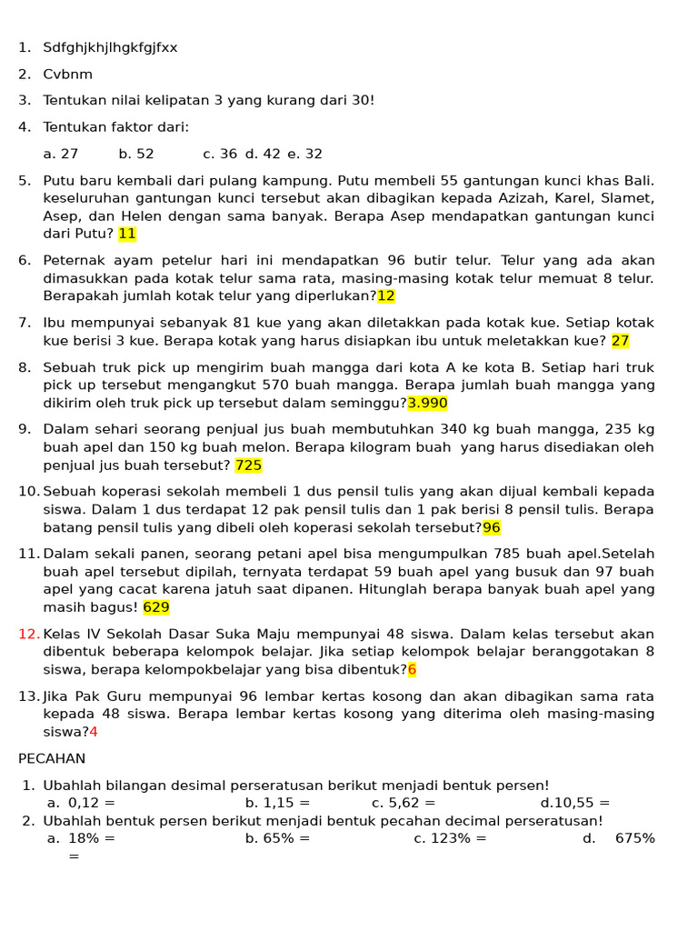 Soal MTK 1 | PDF