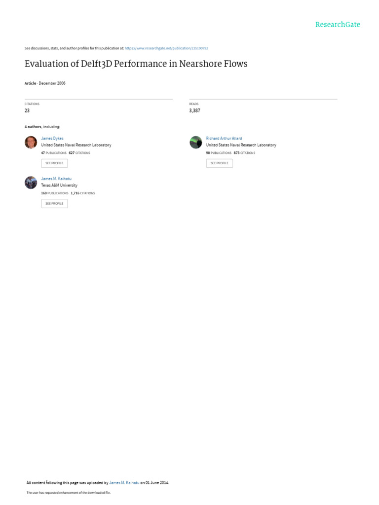 Evaluation of Delft3D Performance in Nearshore Flo | PDF