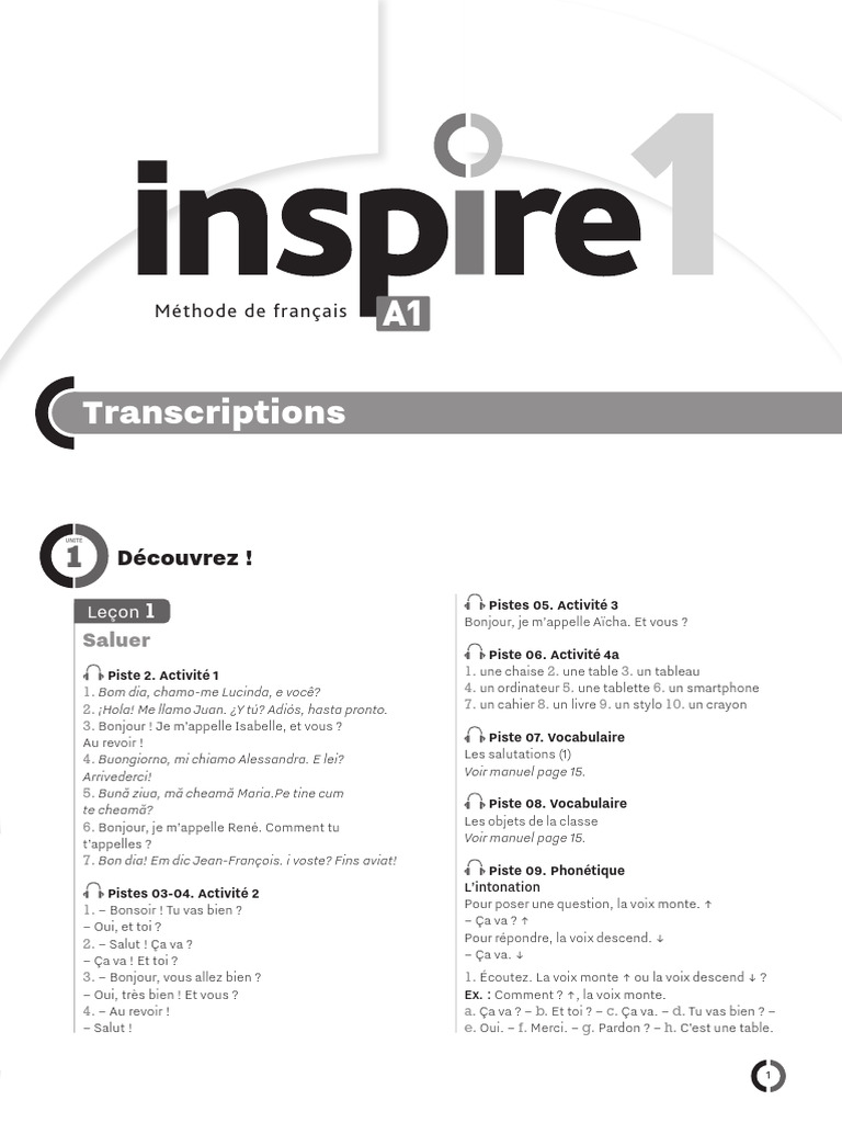 Inspire 1 - ANNEXE - Transcriptions | PDF