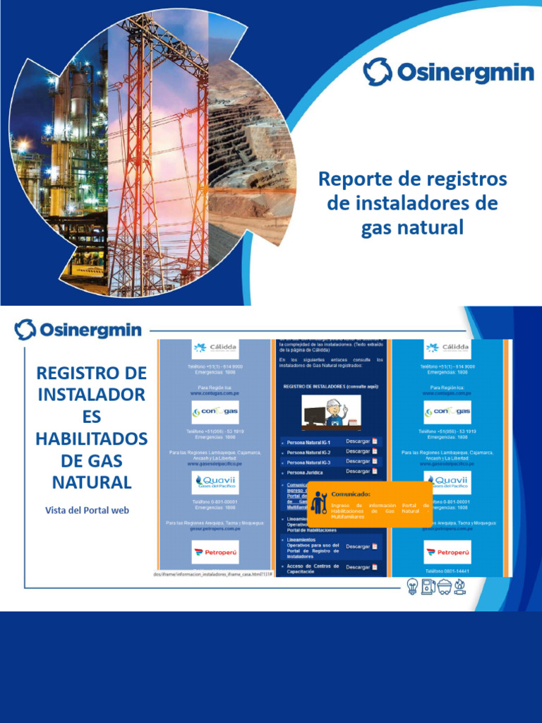 Osinergmin DRC Gas Natural Reporte Registros Instaladores 2023 | PDF