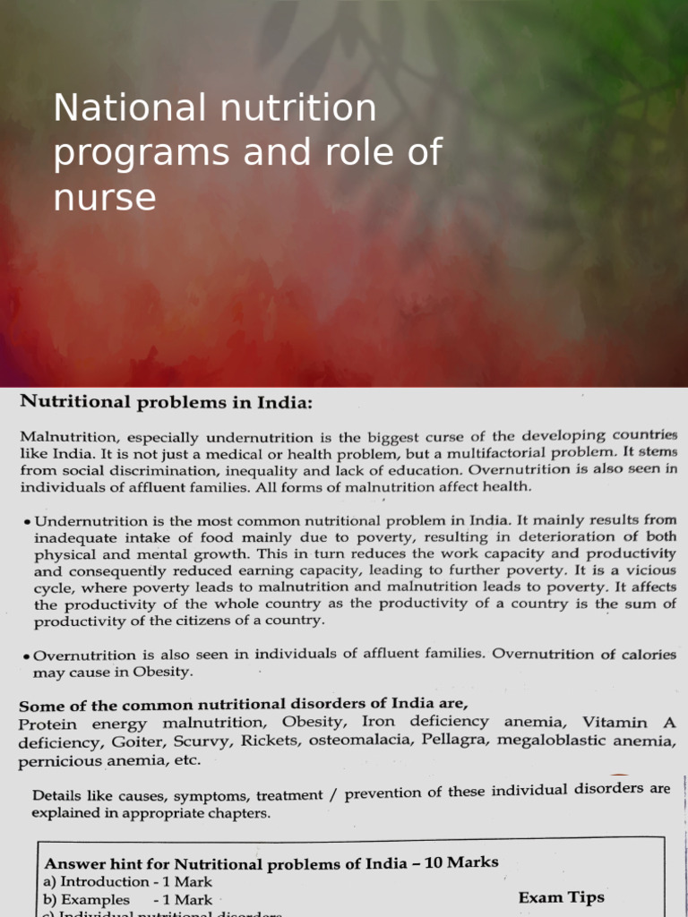 National Nutritional Program and Role of Nurse | PDF
