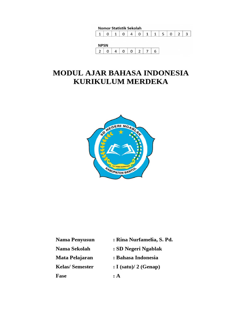 Modul Ajar Kelas 1 Semester Ii Pdf