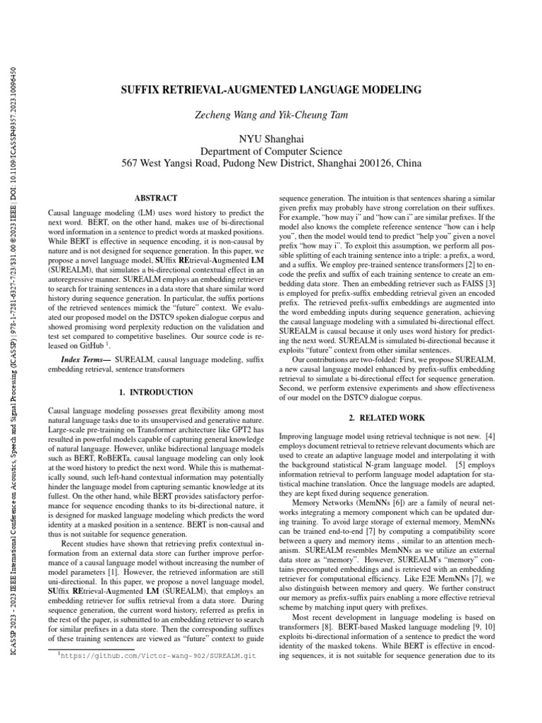 Suffix Retrieval-Augmented Language Modeling | PDF