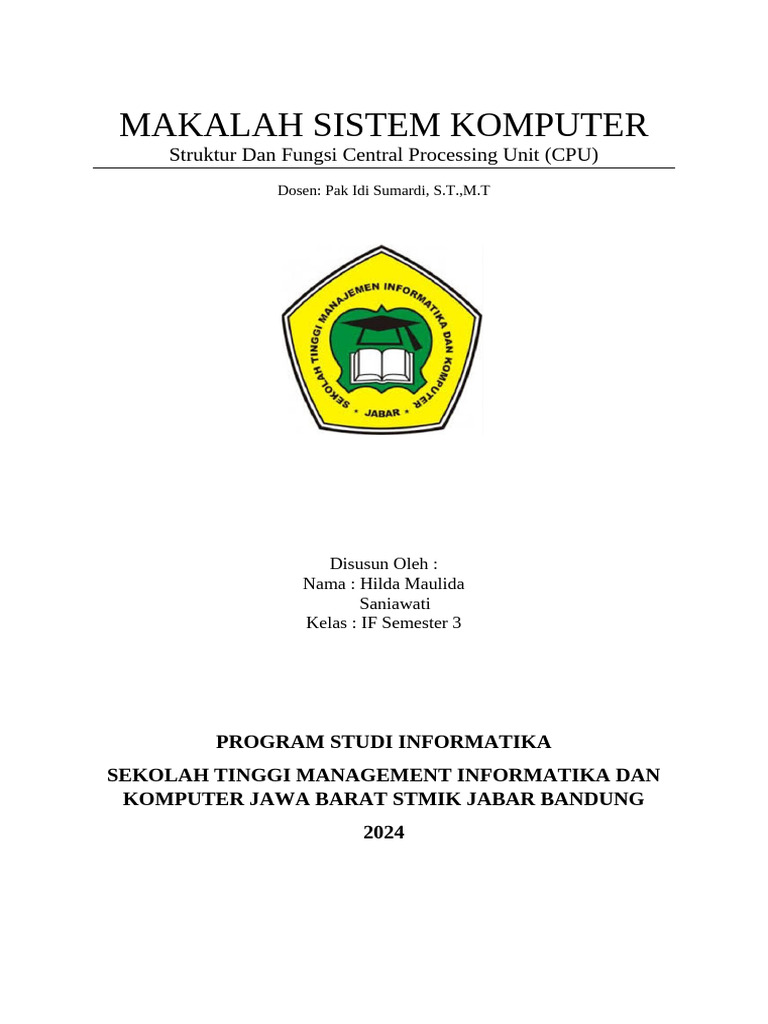 Makalah Struktur Dan Fungsi CPU | PDF