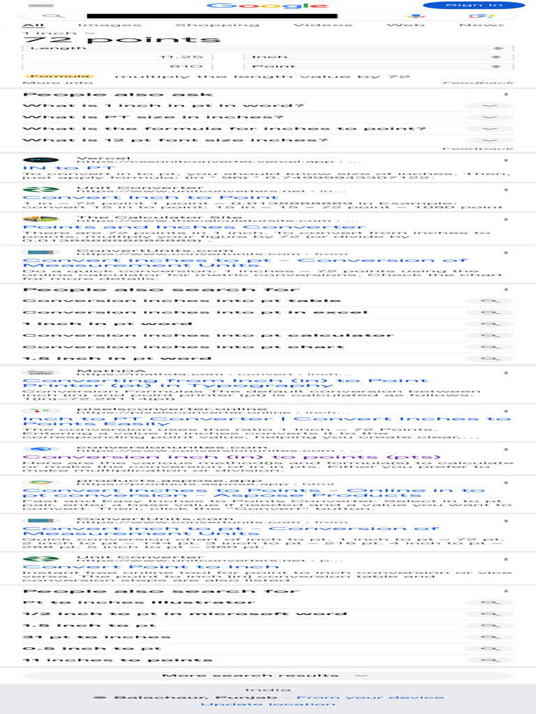 conversion inches into pt - Google Search | PDF