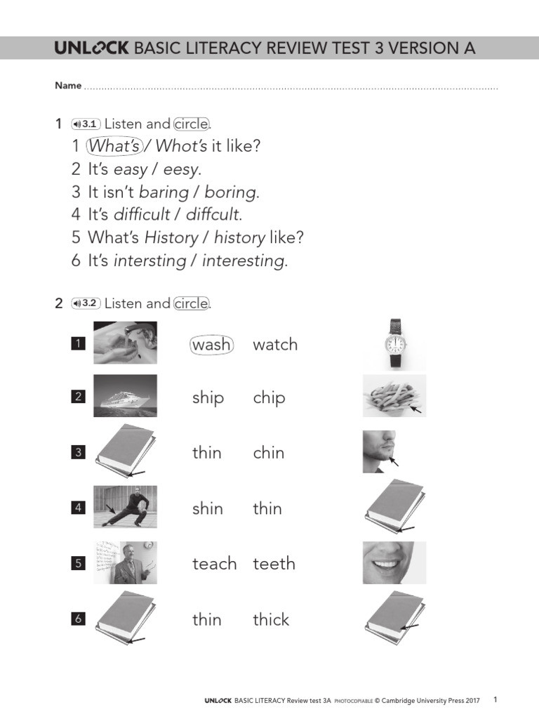 Basic Literacy Review Test Unit 3 Version A | PDF