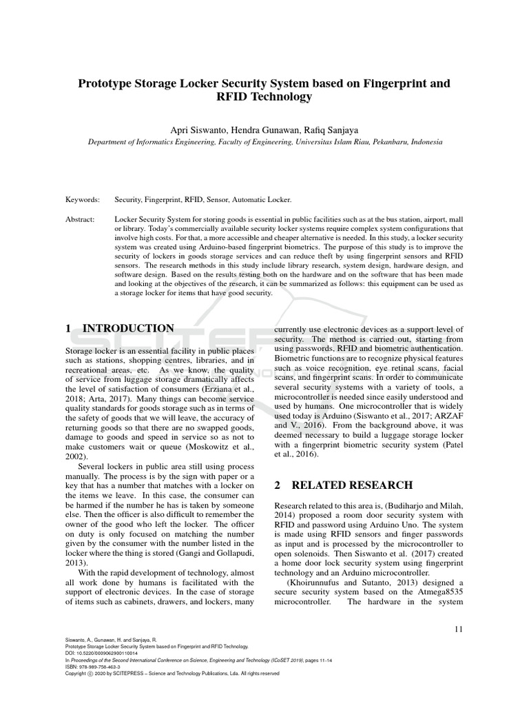 Prototype Storage Locker Security System Based On Fingerprint and RFID ...