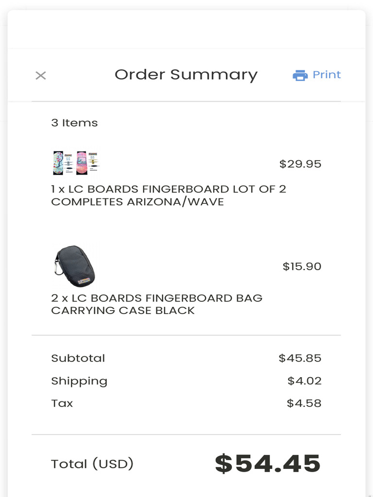 Order Confirmation - LC Boards Fingerboards | PDF