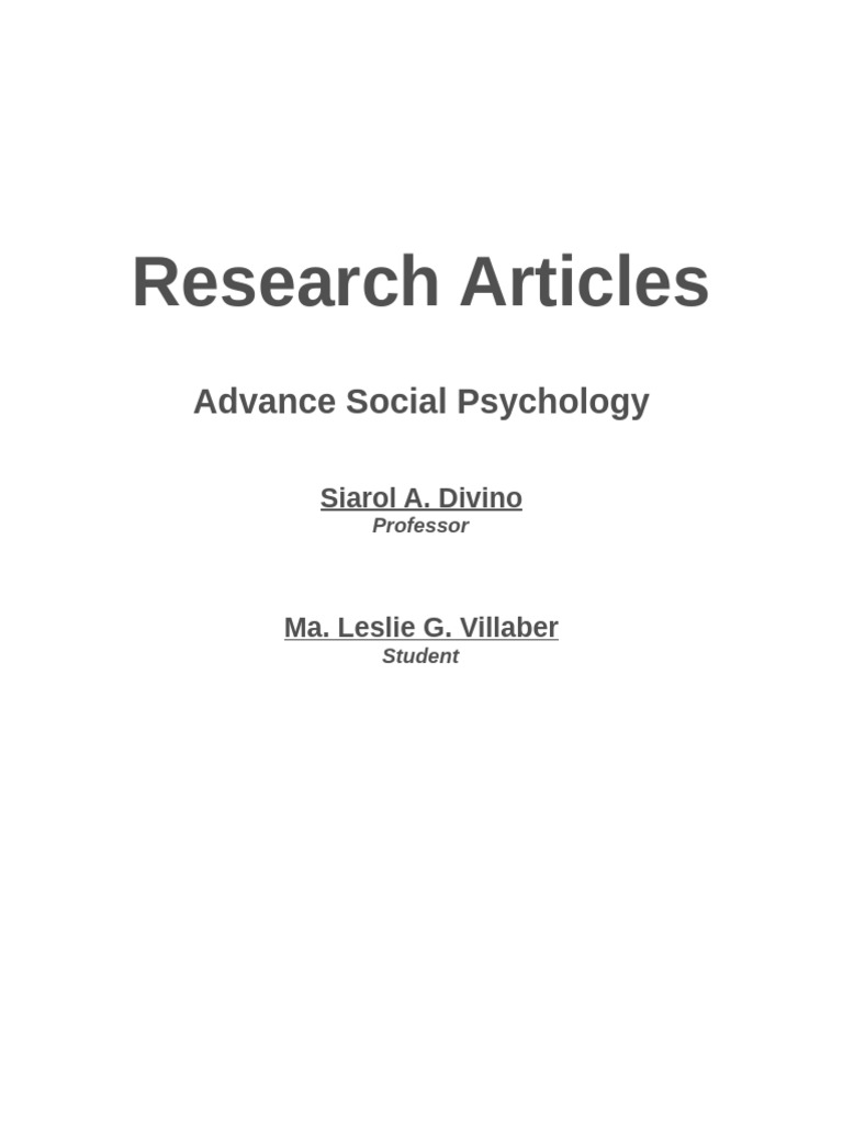 Advance Social Psychology Assignment | PDF Advance Social Psychology Assignment | PDF
