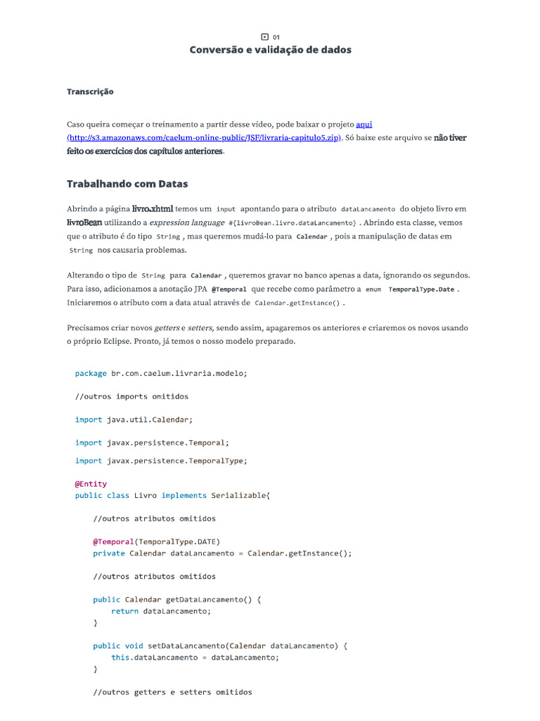 Java e JSF I - Aula 5 - Atividade 1 | PDF