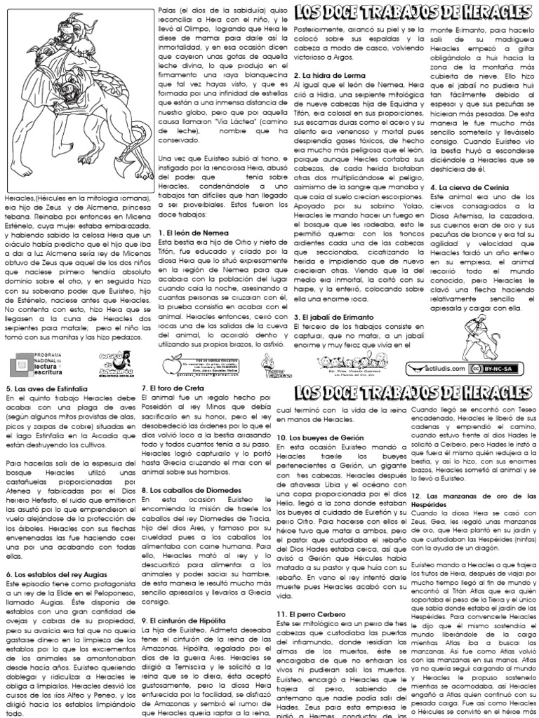 Doce Trabajos de Heracles | PDF | Hera | Mitología griega