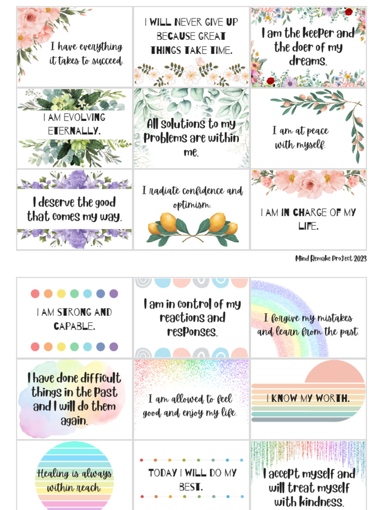 Positive Affirmation Cards REVISED 8.8.23 | PDF