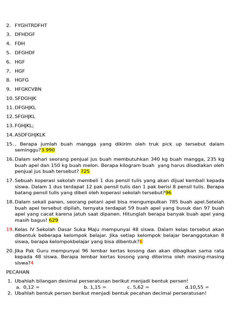 Soal MTK 3 | PDF
