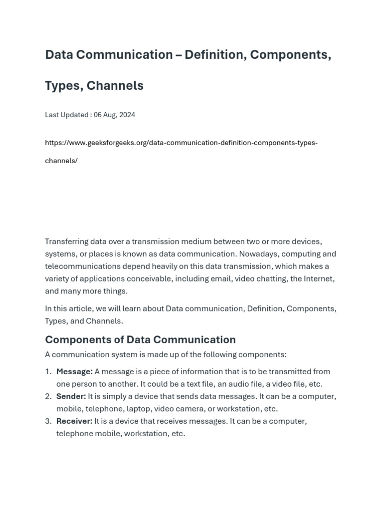 Data Communication - Definition | PDF